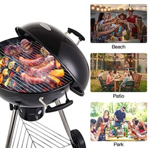 CUSIMAX Charcoal Grill Portable BBQ Grill Kettle 22.5 inch, Outdoor Grills & Smokers for Patio Backyard Barbecue Camping, Black