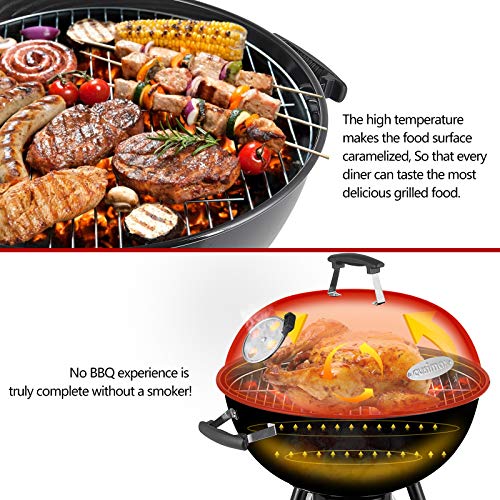 CUSIMAX Charcoal Grill Portable BBQ Grill Kettle 22.5 inch, Outdoor Grills & Smokers for Patio Backyard Barbecue Camping, Black