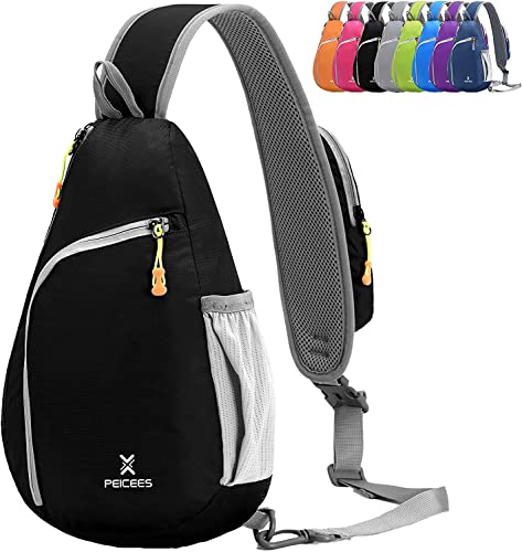 Peicees Sling Bag Backpack for Men Women Water Resistant Crossbody Shoulder Bag Travel Hiking Chest Daypack