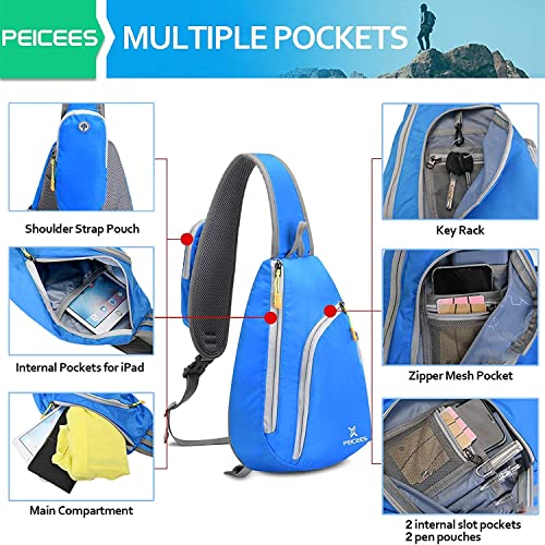 Peicees Sling Bag Backpack for Men Women Water Resistant Crossbody Shoulder Bag Travel Hiking Chest Daypack