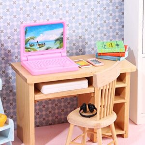 Haomian 5 Pcs/Set Dollhouse Mini Laptops/Phone,Scene Miniatures Computers Mobiles Phones Simulation Mini Toy Craft for Doll House Decoration,1:12 Scale Dolls House Furniture Doll Accessories