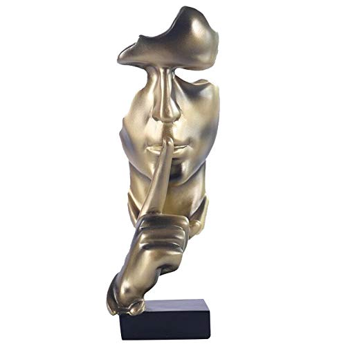 aboxoo Thinker Statue, Silence is Gold Abstract Art Figurine, Modern Home Resin Sculptures Decorative Objects Piano Desktop Decor for Creative Room Home, Office Study (Gold)