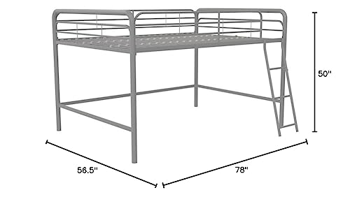 DHP Jett Junior Full Metal Loft Bed, Silver