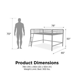 DHP Jett Junior Full Metal Loft Bed, Silver