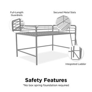 DHP Jett Junior Full Metal Loft Bed, Silver