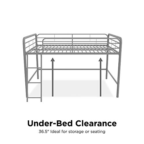 DHP Jett Junior Full Metal Loft Bed, Silver