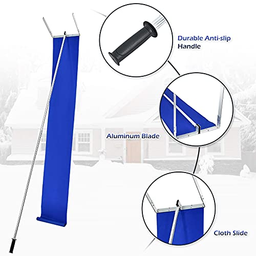 Goplus Snow Roof Rake, Aluminum Snow Removal Tool w/ Extendable Handle and Sturdy Snow Slide for Removing Snow, Wet Leaves