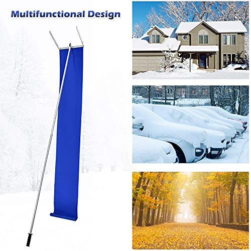 Goplus Snow Roof Rake, Aluminum Snow Removal Tool w/ Extendable Handle and Sturdy Snow Slide for Removing Snow, Wet Leaves