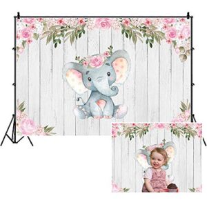 floral elephant backdrop for baby shower,yeele 7x5ft party pink flower wood it's a girl banner birthday photography background cake table decoration photo booth studio props favors supplies