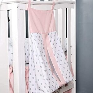 PINNKKU 4-Piece Crib Bedding Set for Girls, Baby Girl Bedding Crib Set, Cunas para Bebes, White, Blush Pink Flower Crib Skirt, Blanket, Crib Sheet and Diaper Stacker, Crib Bedding Sets for Girls