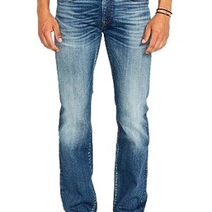 Buffalo David Bitton Men's Relaxed Straight Driven Jeans, Authentic and Sanded Indigo, 36W x 32L