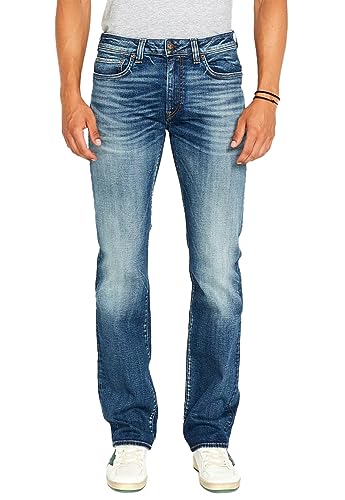 Buffalo David Bitton Men's Relaxed Straight Driven Jeans, Authentic and Sanded Indigo, 36W x 32L