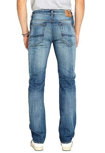 Buffalo David Bitton Men's Relaxed Straight Driven Jeans, Authentic and Sanded Indigo, 36W x 32L