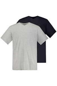 jp 1880 menswear big & tall plus size l-8xl 2 pack of essential v-neck tees light gray melange 8xl 711318134