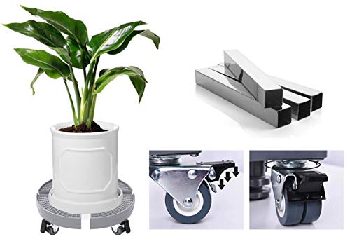 Adjustable Plant Stand (15-20’’) with Wheels Large Potted Planter Plant Stand on Wheels Pound Heavy Duty Plant Dolly Movable Plant Caddy Adjustable Rolling Tray Coaster…