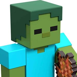 Minecraft Craft-A-Block Zombie Figure, Authentic Pixelated Video-Game Characters, Action Toy to Create, Explore and Survive, Collectible Gift for Fans Age 6 Years and Older