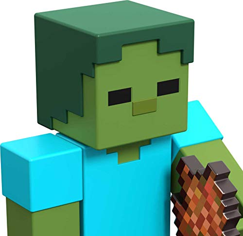 Minecraft Craft-A-Block Zombie Figure, Authentic Pixelated Video-Game Characters, Action Toy to Create, Explore and Survive, Collectible Gift for Fans Age 6 Years and Older