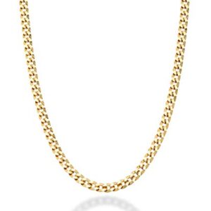 Miabella Solid 18K Gold Over 925 Sterling Silver Italian 2.3mm Diamond Cut Cuban Link Curb Chain Necklace for Women Men, Made in Italy (Length 18 Inches (women's average length))