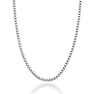 Miabella Solid 925 Sterling Silver Italian 1mm Box Chain Necklace for Women Men, Made in Italy (Length 18 Inches (Small))