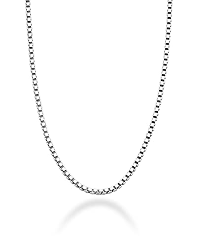 Miabella Solid 925 Sterling Silver Italian 1mm Box Chain Necklace for Women Men, Made in Italy (Length 18 Inches (Small))