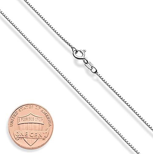 Miabella Solid 925 Sterling Silver Italian 1mm Box Chain Necklace for Women Men, Made in Italy (Length 18 Inches (Small))