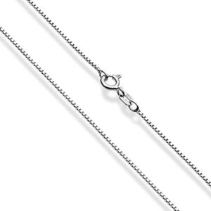 Miabella Solid 925 Sterling Silver Italian 1mm Box Chain Necklace for Women Men, Made in Italy (Length 18 Inches (Small))