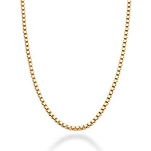 Miabella Solid 18K Gold Over 925 Sterling Silver Italian 1mm Box Chain Necklace for Women Men, Made in Italy (Length 20 Inches)