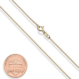 Miabella Solid 18K Gold Over 925 Sterling Silver Italian 1mm Box Chain Necklace for Women Men, Made in Italy (Length 20 Inches)