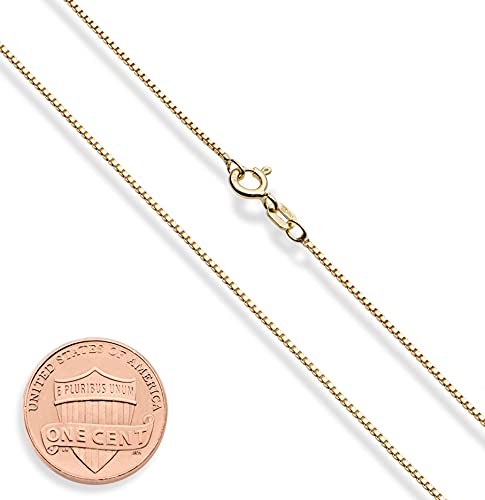 Miabella Solid 18K Gold Over 925 Sterling Silver Italian 1mm Box Chain Necklace for Women Men, Made in Italy (Length 20 Inches)