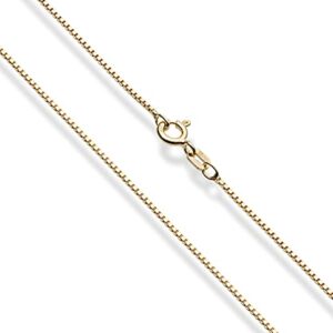 Miabella Solid 18K Gold Over 925 Sterling Silver Italian 1mm Box Chain Necklace for Women Men, Made in Italy (Length 20 Inches)