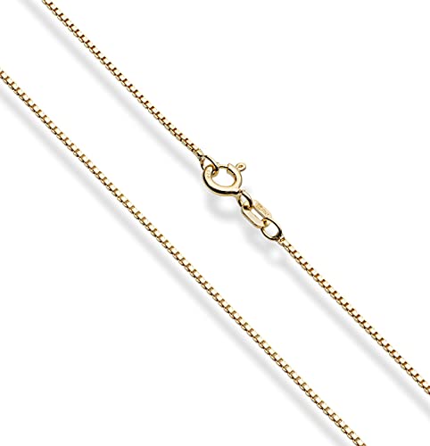 Miabella Solid 18K Gold Over 925 Sterling Silver Italian 1mm Box Chain Necklace for Women Men, Made in Italy (Length 20 Inches)