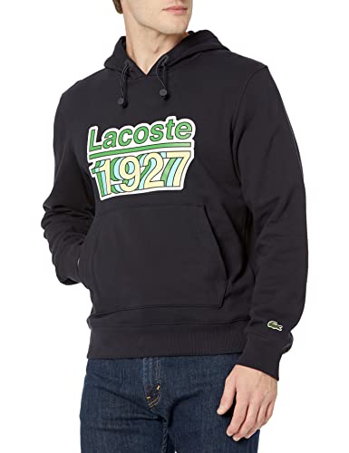 Lacoste Men's Long Sleeve 1927 Graphic Hooded Sweatshirt, Abysm, S