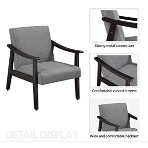 Yaheetech Accent Chair, Mid-Century Living Room Chair, Modern Linen Fabric Side Chair with High Back for Living Room/Office/Bedroom, Minimalist, Dark Gray