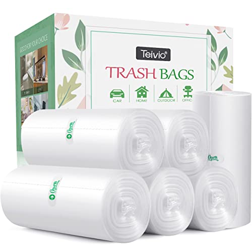 2 Gallon 330 Counts Strong Trash Bags Garbage Bags by Teivio, Bathroom Trash Can Bin Liners, Plastic Bags for home office kitchen, Clear