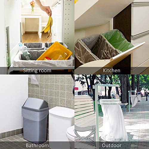 2 Gallon 330 Counts Strong Trash Bags Garbage Bags by Teivio, Bathroom Trash Can Bin Liners, Plastic Bags for home office kitchen, Clear