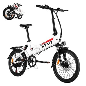 vivi electric bike, 20" electric bike folding electric bike 500w ebikes for adults, adult electric bicycles with removable battery, professional 7 speed foldable electric bike commuter bike