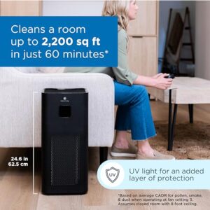 Medify MA-50 Air Purifier with H13 True HEPA Filter | 1100 sq ft Coverage | for Allergens, Wildfire Smoke, Dust, Odors, Pollen, Pet Dander | Quiet 99.9% Removal to 0.1 Microns | Black, 1-Pack