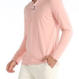 APTRO Men's Long Sleeve Tee Shirts Casual Henley Shirts Y Design Pink M