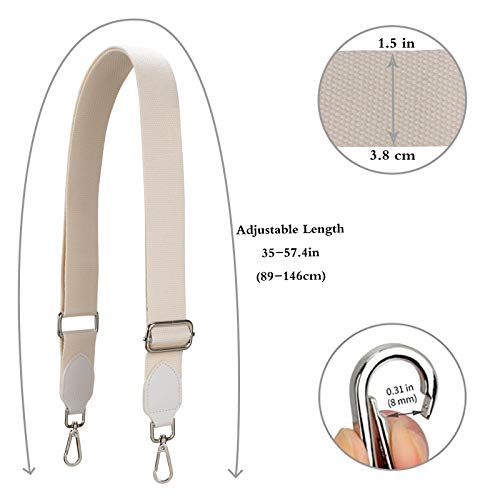 Allzedream Purse Straps Replacement Crossbody Bags Handbag Wide Canvas Leather Adjustable (Apricot, Silver hardware)