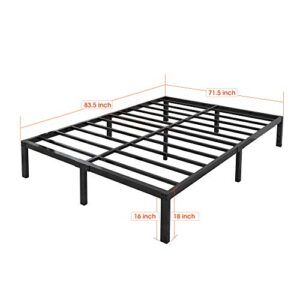 yookare 18 Inch Tall 3500lbs Heavy Duty Bed Frame Metal Platform/Maximum Storage/Mattress Foundation/Steel Slats Support/Noise Free/Box Spring Replacement,Cal King