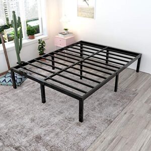 yookare 18 Inch Tall 3500lbs Heavy Duty Bed Frame Metal Platform/Maximum Storage/Mattress Foundation/Steel Slats Support/Noise Free/Box Spring Replacement,Cal King