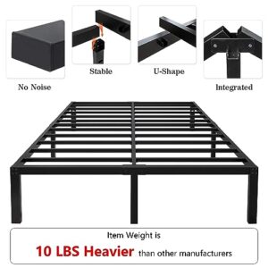 yookare 18 Inch Tall 3500lbs Heavy Duty Bed Frame Metal Platform/Maximum Storage/Mattress Foundation/Steel Slats Support/Noise Free/Box Spring Replacement,Cal King