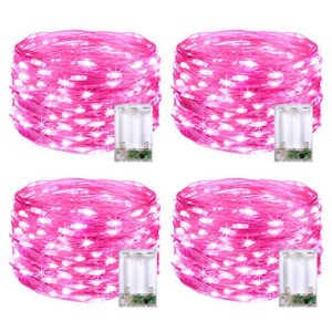 jmexsuss 4 pack 50 led fairy lights battery operated 16.1ft pink fairy lights indoor outdoor waterproof for gifts weeding birthday christmas decorations