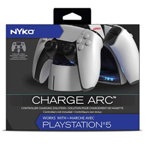 Nyko Charge Arc for Playstation 5 - Aesthetic Charging Station for PlayStation5 - Dualsense Charger - LED Charge Indication Lights - White and Black - Playstation 5