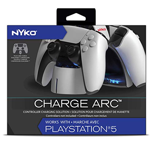 Nyko Charge Arc for Playstation 5 - Aesthetic Charging Station for PlayStation5 - Dualsense Charger - LED Charge Indication Lights - White and Black - Playstation 5