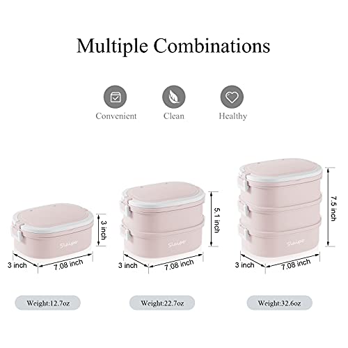 Slaipo Bento Box Adult Lunch Box, Lunch Box for Men Women with Insulated Lunch Bag, Stainless Steel Salad Lunch Containers, Stackable Leakproof Lunch Kit(Pink)