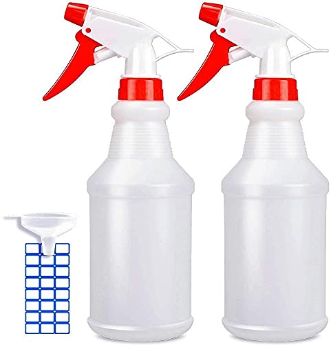 JohnBee Empty Spray Bottles (16oz/2Pack) - Adjustable Spray Bottles for Cleaning Solutions - No Leak and Clog - HDPE spray bottle For Plants, Pet, Bleach Spray, Vinegar, BBQ, and Rubbing Alcohol.