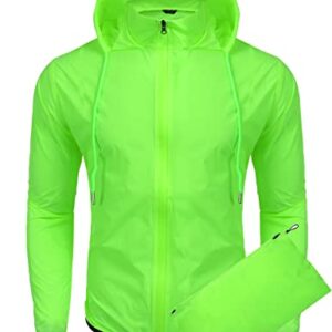 COOFANDY Mens Packable Lightweight Travel Cycling Rain Jacket Waterproof Hooded