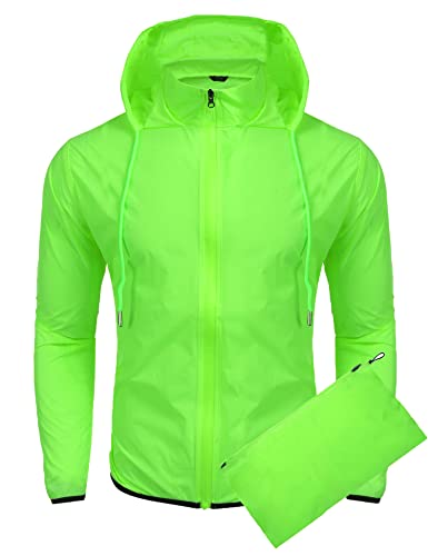 COOFANDY Mens Packable Lightweight Travel Cycling Rain Jacket Waterproof Hooded