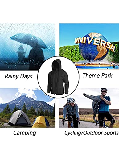 COOFANDY Men's Packable Rain Jacket Outdoor Waterproof Classic Cycling Raincoat with Hood